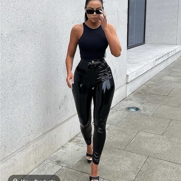 Fashion Nova | Pants & Jumpsuits | Brand New Black Highwaisted Vinyl ...